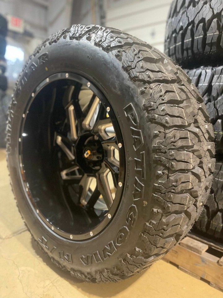 22x12 Vision Spyder Black Wheels 37" MT Tires Package 5x5 Jeep Wrangler ...