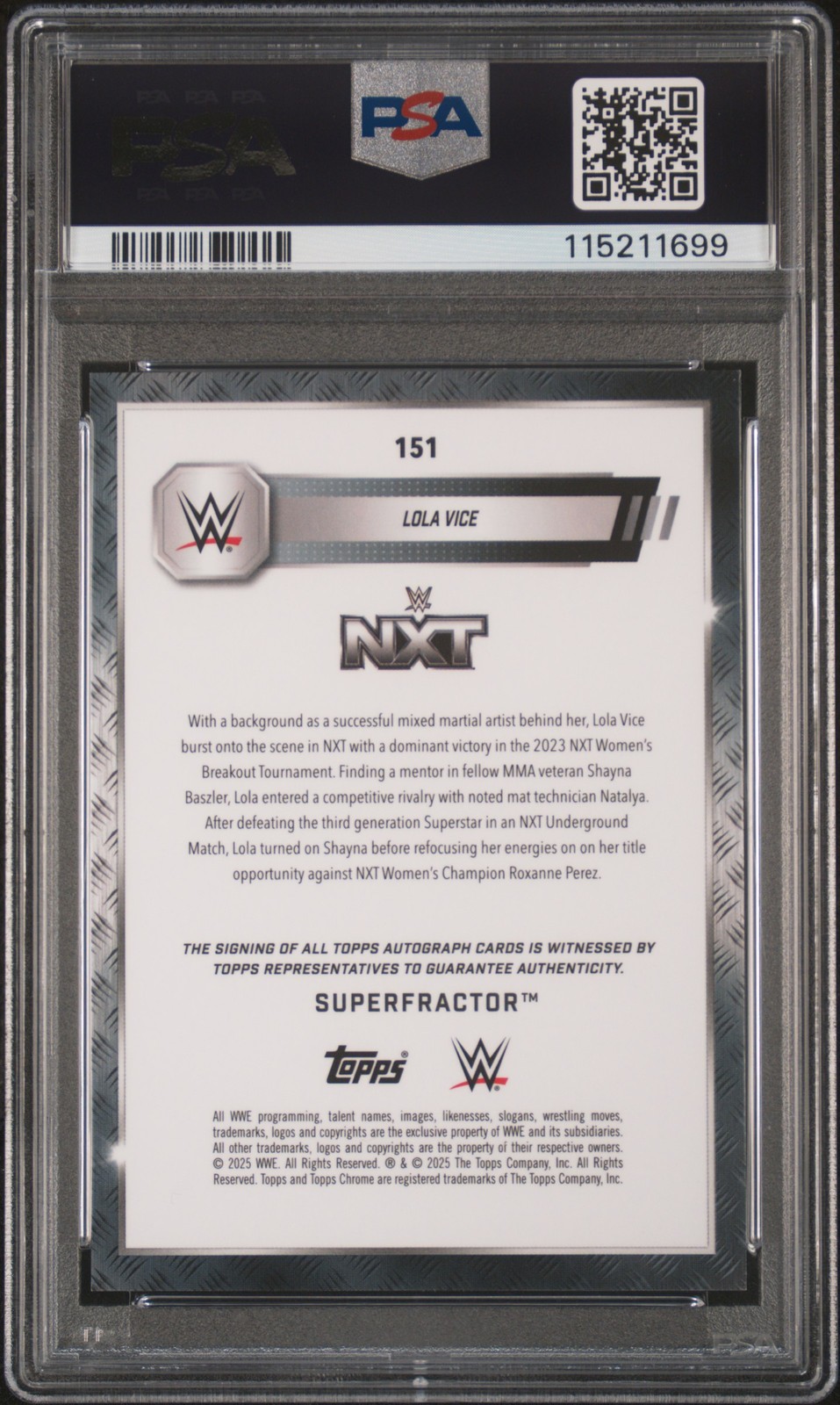 2025 Topps Chrome WWE - Autographs Lola Vice #151 SuperFractor /1 (AU ...