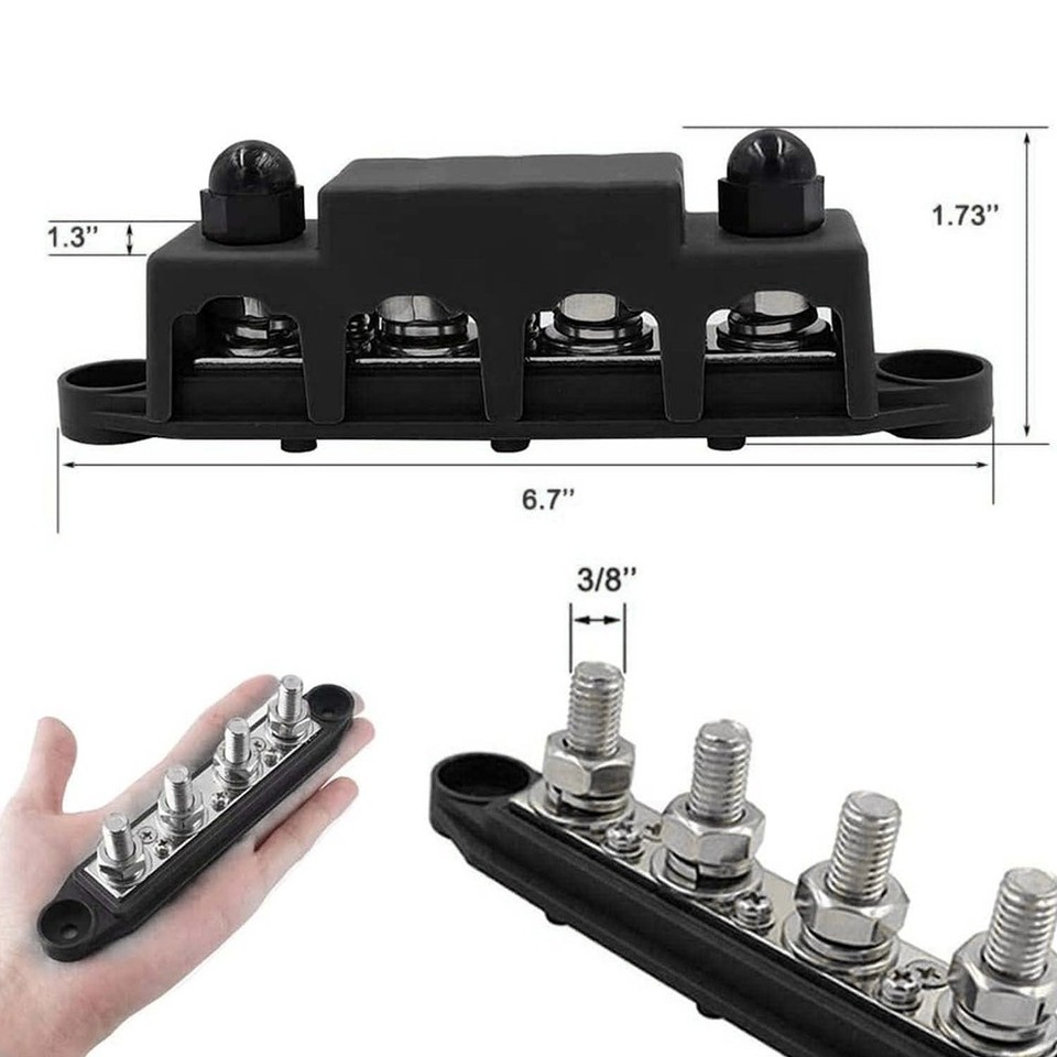 DC Bus Bar Electrical Installation 12V-48V Voltage 4 Binding Posts For ...
