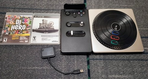 PlayStation PS2/PS3 DJ Hero Turntable Controller, Dongle, & 2 Game Lot ...