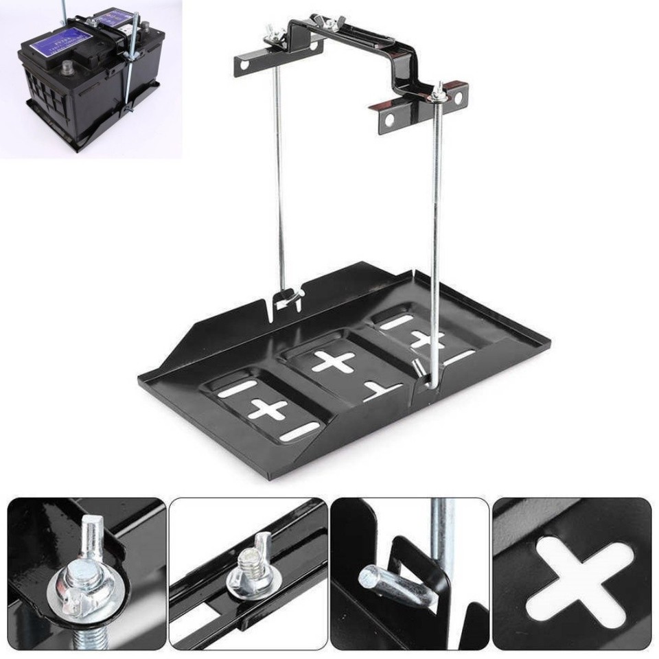 US Car Storage Battery Holder Tray Stabilizer+Adjustable Battery Hold ...