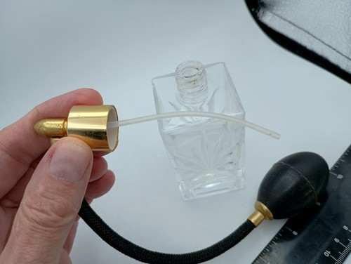 Perfume Bottle Lead Crystal Waterstone Clear Glass Black Pump Ball | eBay