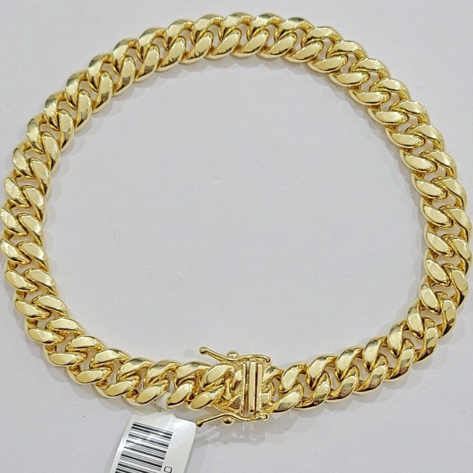 Mens Real 14k Gold Bracelet 8mm 8 inch Miami Cuban Link Box Clasp ...