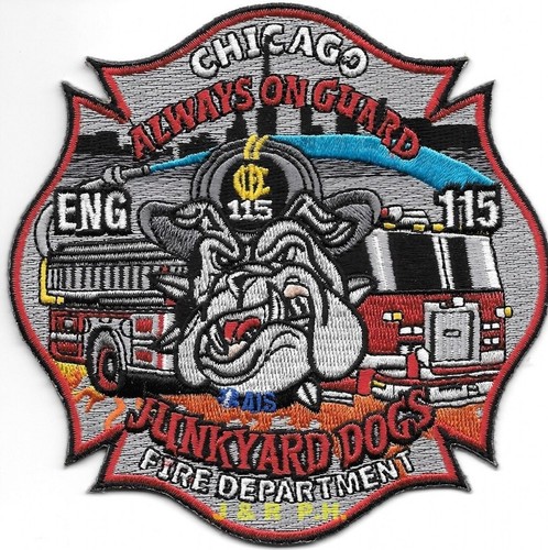 Chicago Engine-115, Illinois "Junkyard Dogs" (4.5" x 4.5" size) fire ...