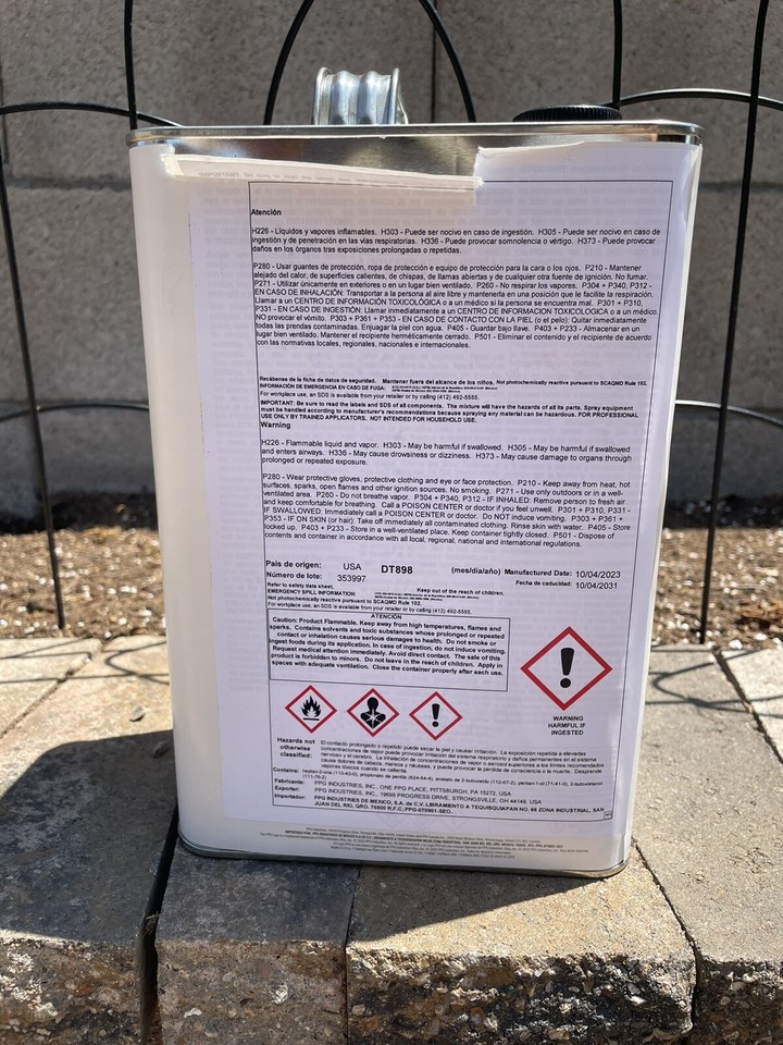 PPG Refinishing Deltron Reducer Gallon DT898 Very Hot Temperature ...