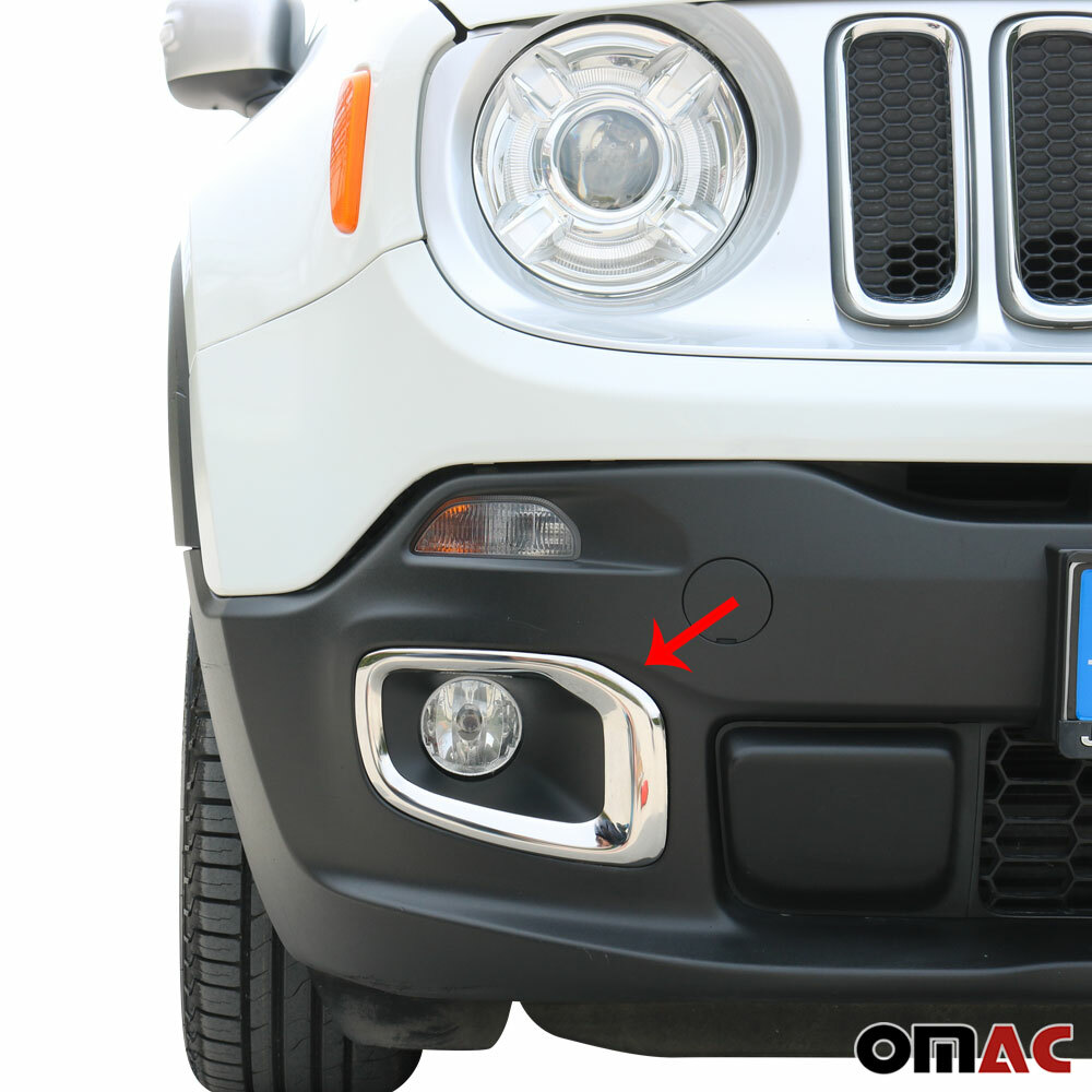 Chrome Fog Light Surround Lamp Bezel Trim Steel for Jeep Renegade 2015 ...