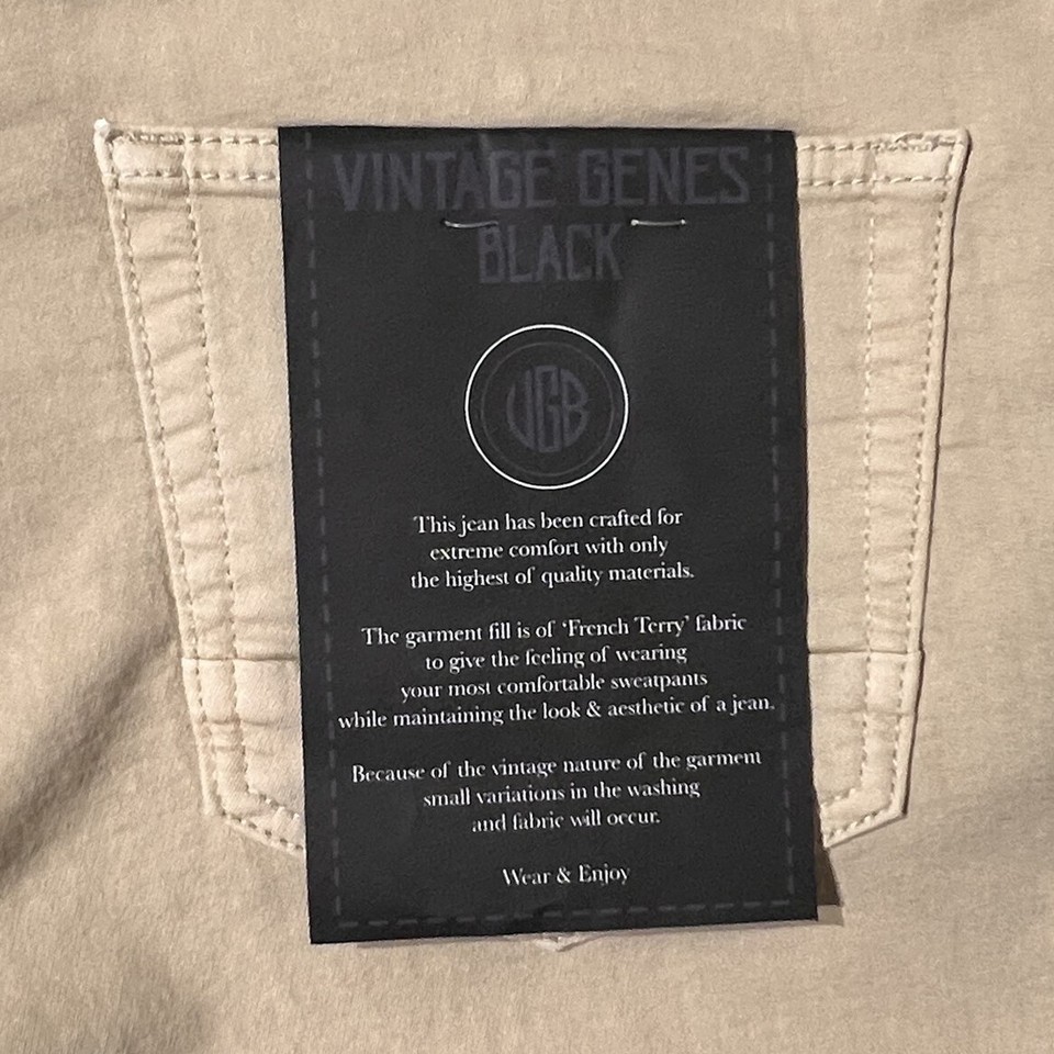 VGB Vintage Genes Black Men's Slim Fit Comfort French Terry Denim Khaki ...