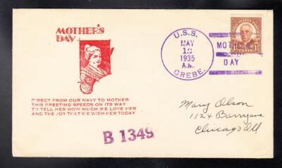 Minesweeper USS GREBE AM-43 MOTHER'S DAY 1935 Naval Cover B2032 | eBay