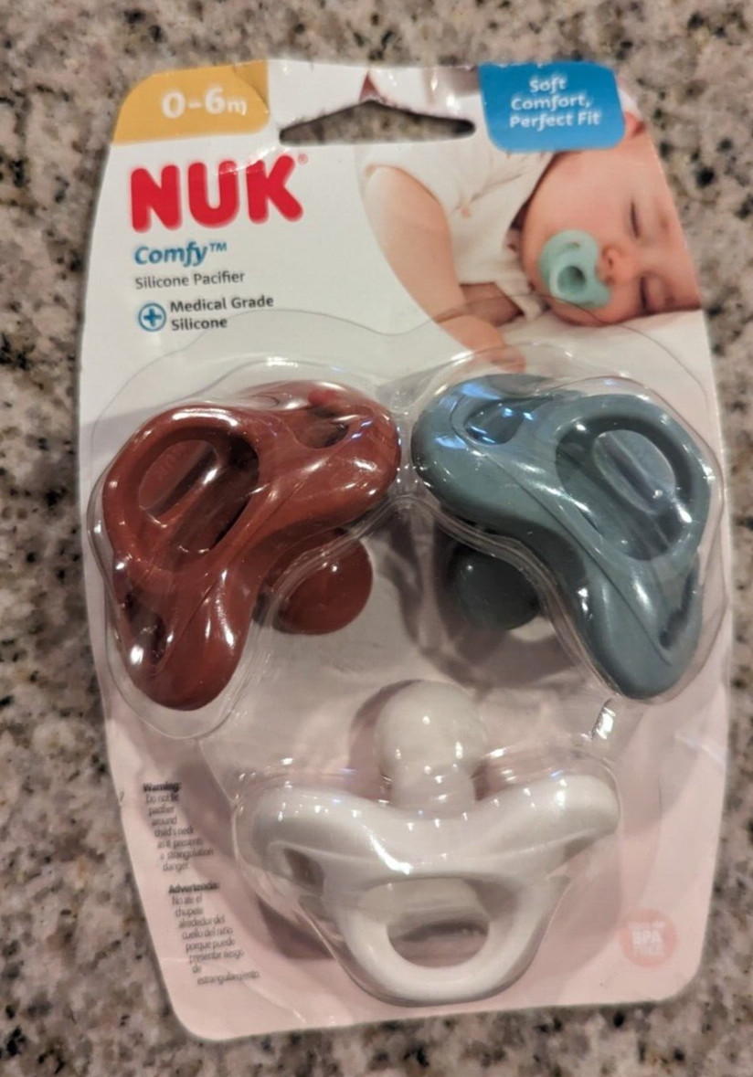 0-6m 3 Pacifiers NUK Comfy Medical Grade Silicone Orthodontic New in ...