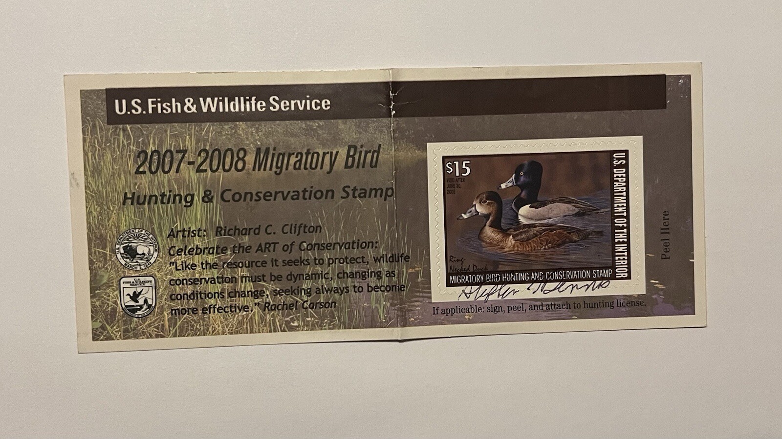 US Stamps - SC# RW 74A - 2007-2008- Fed Duck Stamp - signed by owner | eBay
