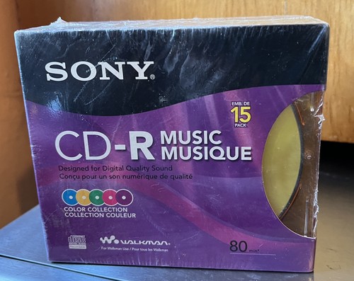 Sony CD-R Music 15 Pack 80 min Discs w/ Cases - Color Collection - New ...