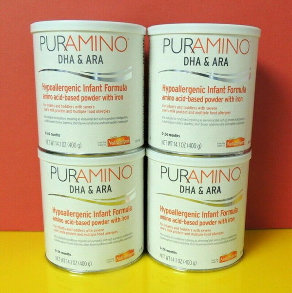 Puramino DHA & ARA Hypoallergenic Baby Formula Powder, 14.1oz - 4 Pack ...
