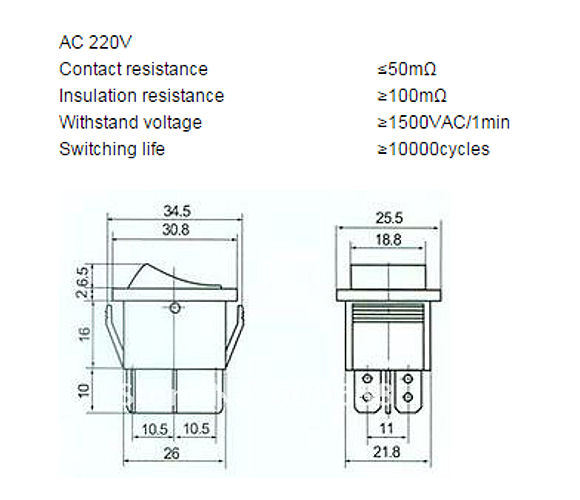 Red Neon Rocker Mains Power Switch for Guitar Amplifier Marshall DPST ...