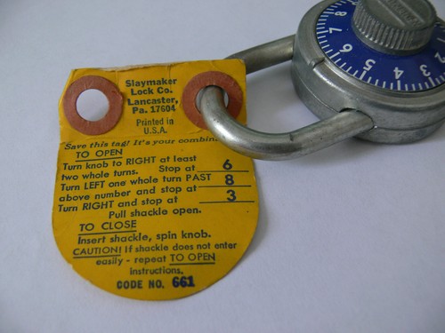 Vintage Slaymaker Combination Lock Padlock Blue Dial with Combination ...