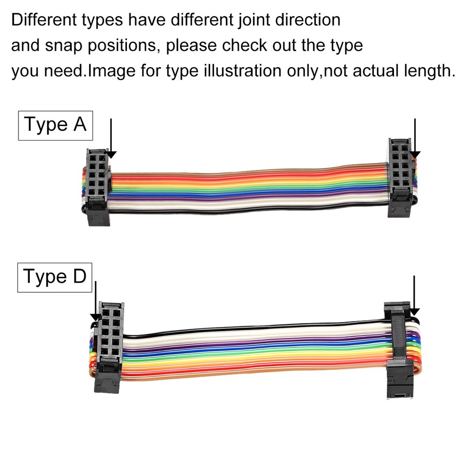 IDC Rainbow Wire Flat Ribbon Cable 60P A-type FC/FC Connector 2.54mm ...
