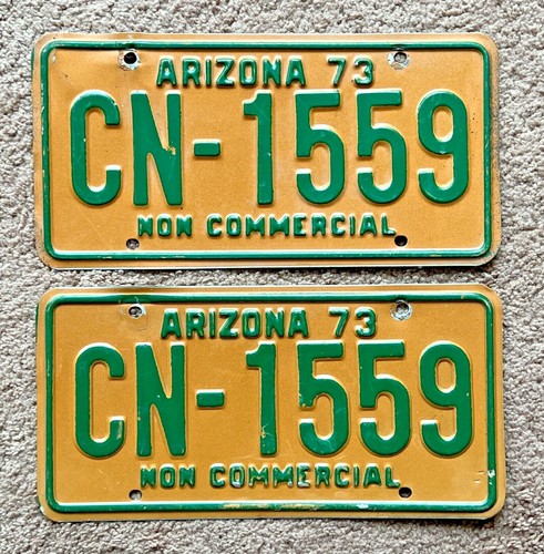 1973 ARIZONA license plates — ORIGINAL BRILLIANT vintage old antique ...