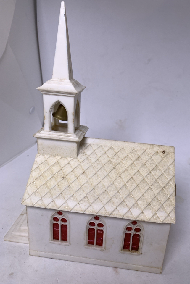 GLOLITE Christmas Church Music Box Plastic White Roof Noma MCM | eBay