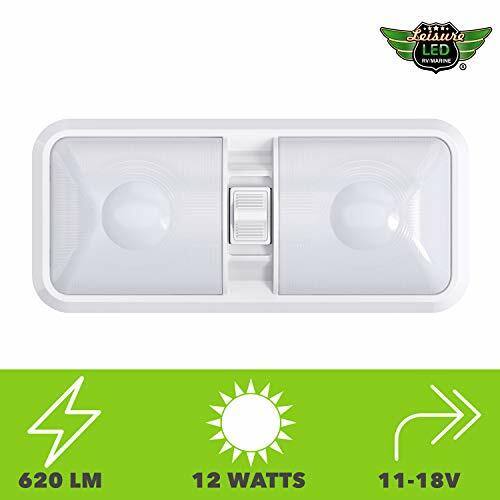 Leisure LED 2 Pack RV LED Ceiling Double Dome Light Fixture with ON/Off ...
