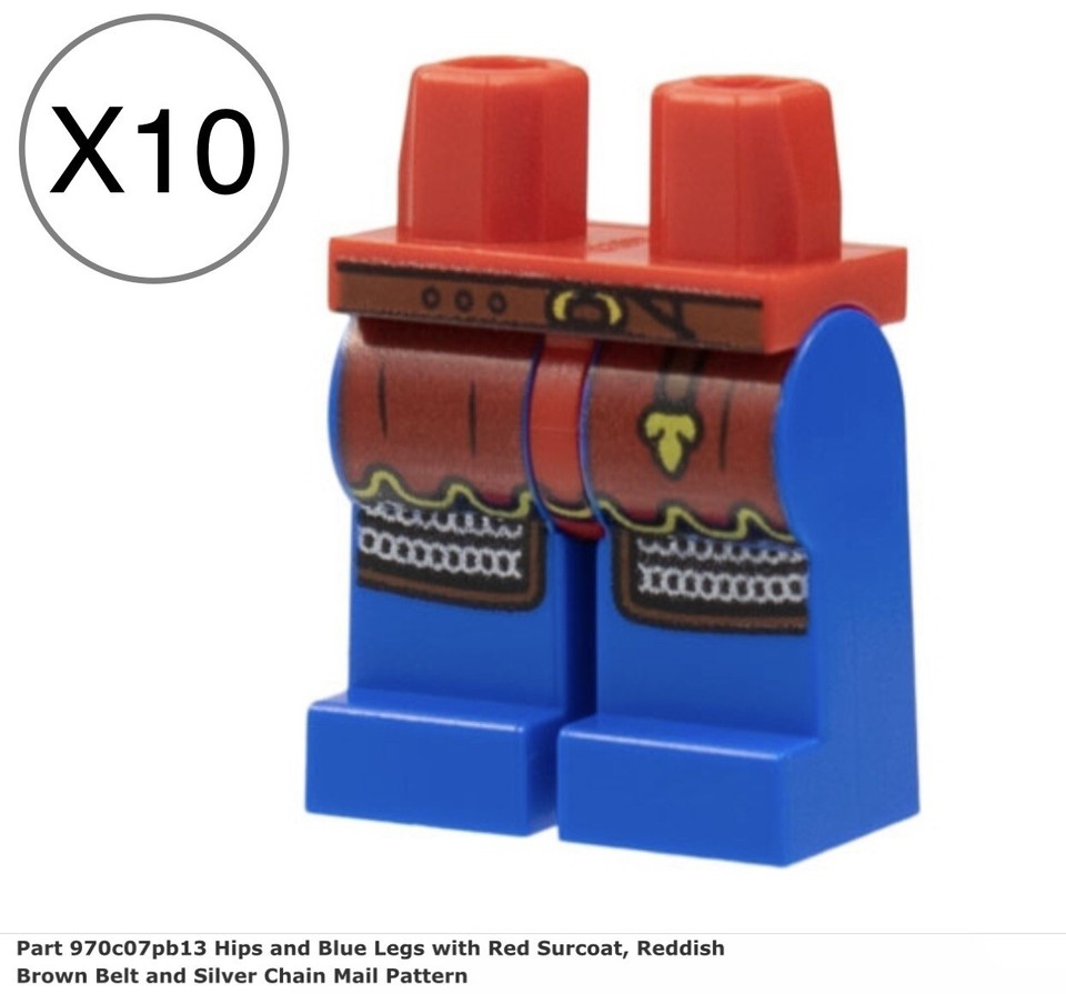 Lego 10 Lion Castle Knight Legs With Reddish Brown Belt and Silver ...