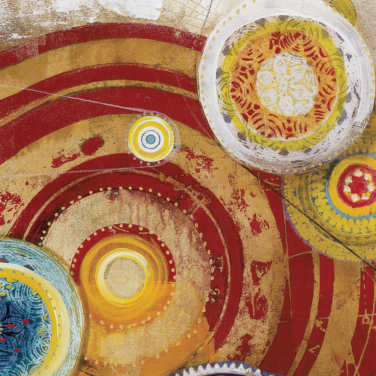 40W"x30H" MOMENTARY by LEILA - PSYCHEDELIC GEARS CIRCLES SPIRAL ...