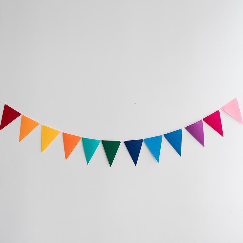 8.2ft 12Pcs Triangle Flags Felt Pendant Banner Birthday Party Festival ...
