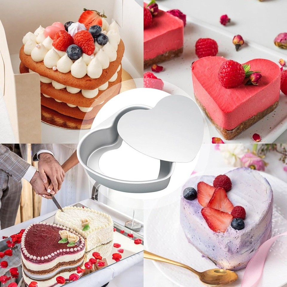 8 Inch Heart Shaped Cake Pan, Aluminium Heart Cake Tin,Non-Stick ...