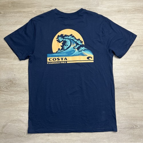 Costa Navy Graphic Short Sleeve Tshirt Mens Medium NWT | eBay