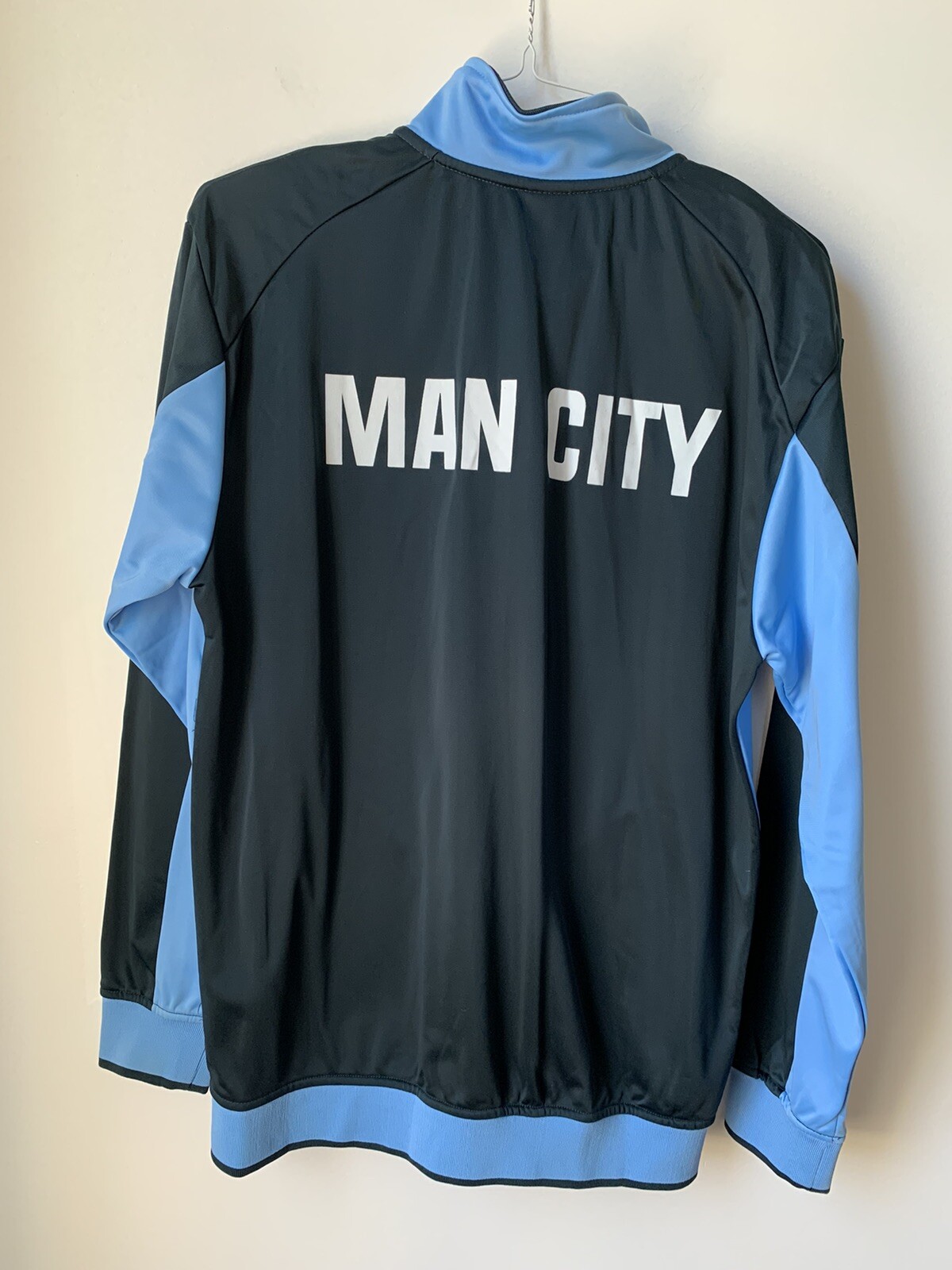 MANCHESTER CITY JACKET SWEATER MENS LARGE FULL ZIP SOCCER BLUE COLOR ...