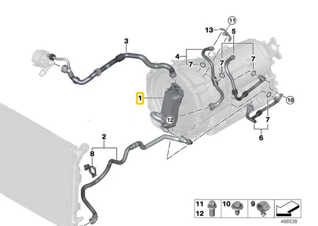 Genuine BMW X3 F30 G01 G02 G08 G11 G12 G30 Transmission Oil Cooler ...