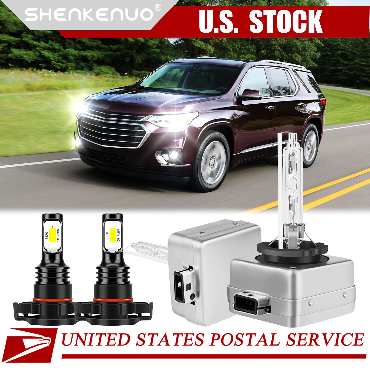 For Chevy Traverse 2019-2021 - D3S HID Headlight + 5202 LED Fog Light ...