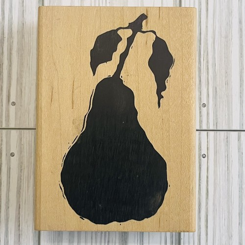 A Stamp In The Hand Large Solid Pear with Leaves Fruit Silhouette ...