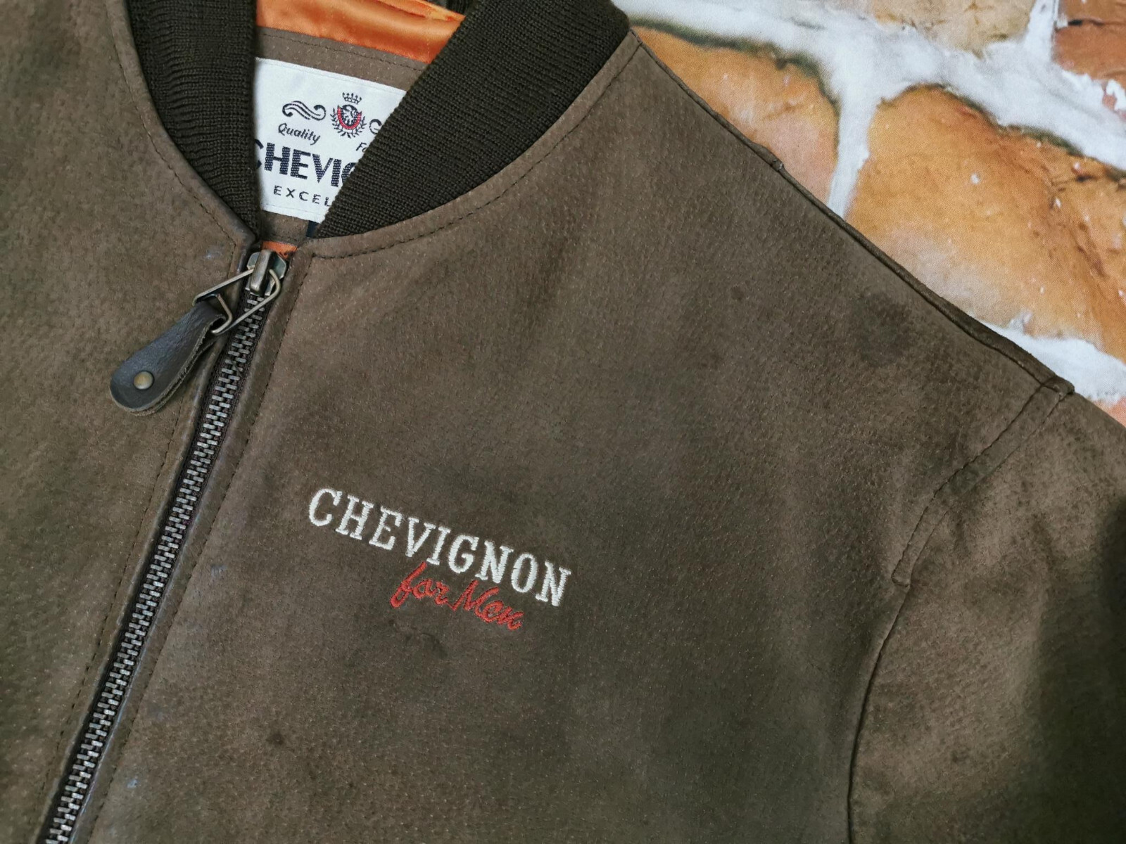Chevignon Excellence Vintage Leather Jacket for Men Suede Brown Size M ...
