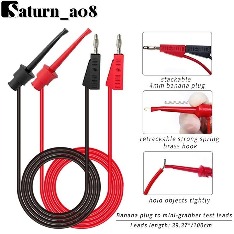 11PCS Multimeter Test Lead Kit Tweezer Alligator Clip Wire Electrical ...