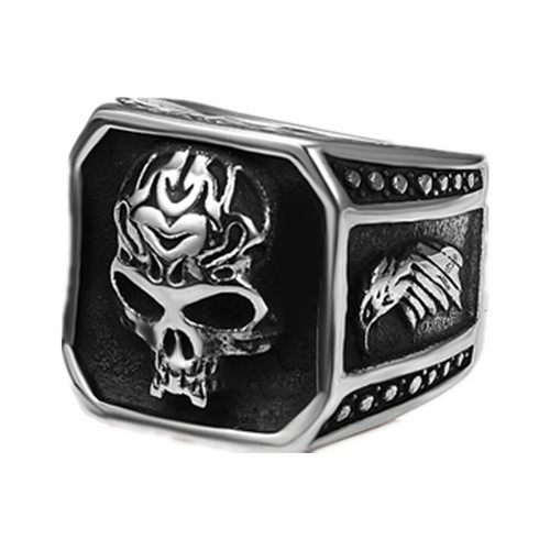 Punk Gothic Skull Eagle Biker Signet Ring Wedding Promise Band for Men ...