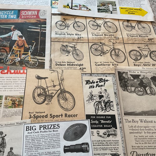 Lot 22 Vintage Bicycle Magazine Print Ads 1920-70s Roadmaster Schindler Sears | eBay