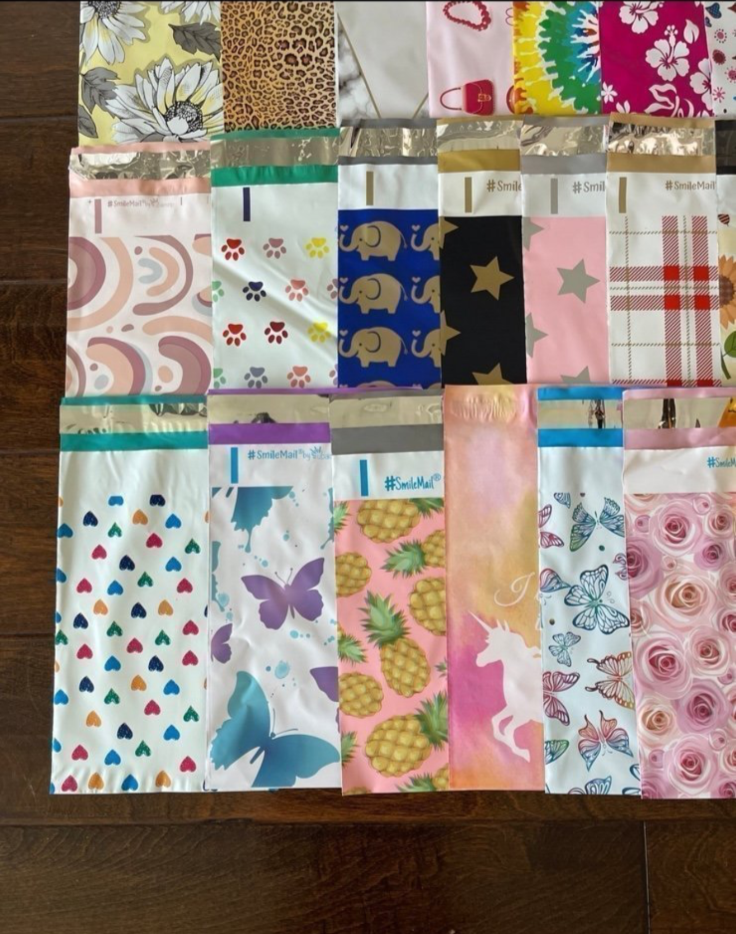 50 Pack - 6x9" Fun Mystery Set of Designer Poly Mailers! Fun Surprise ...