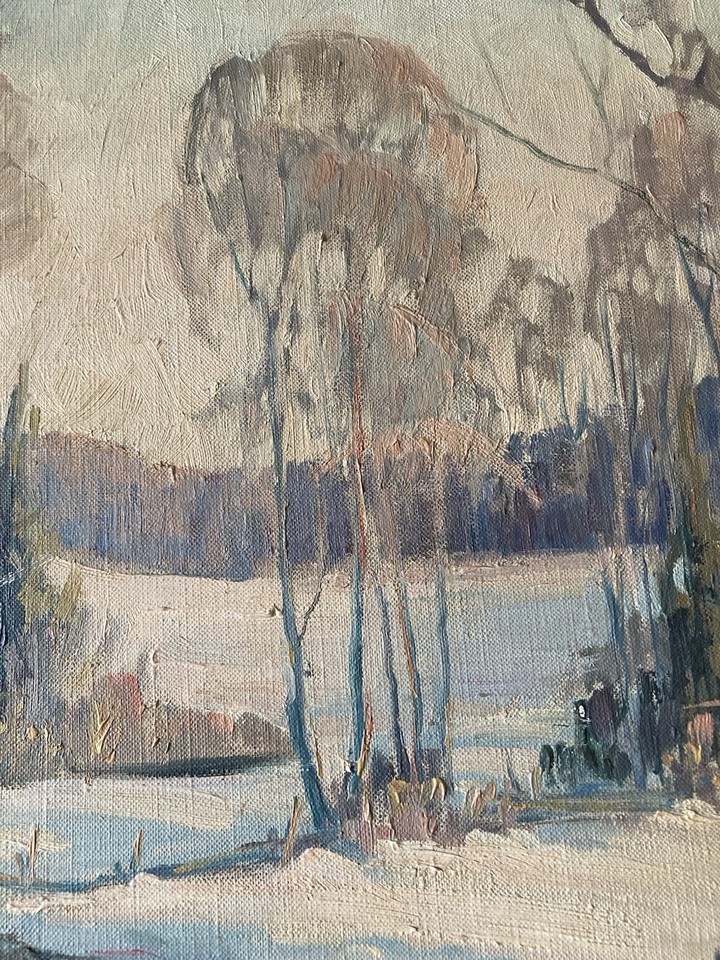 EDNA PALMER ENGELHARDT Oil Painting Original Signed Snowy Landscape ...