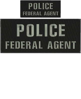 police federal agent embroidery patches 4x10 and 2x5 hook grey | eBay