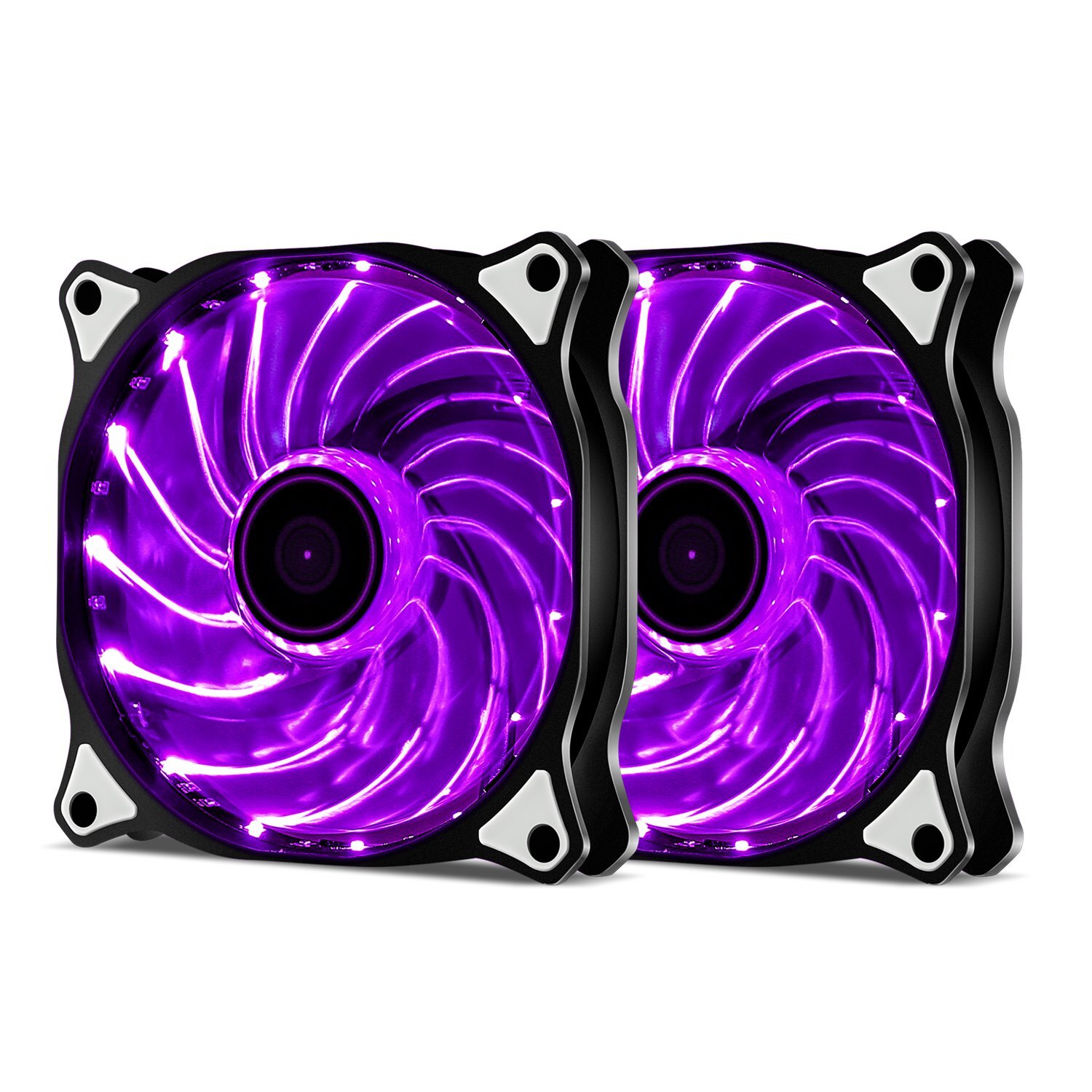 2 Pack 120mm 15 LED PC CPU Computer Case Cooling Neon Quite Clear Fan ...
