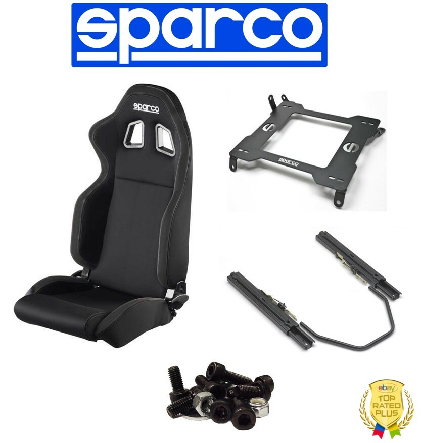 Sparco R100 Black Seat w/Base + Track Set + Mount Kit For 03-08 ...