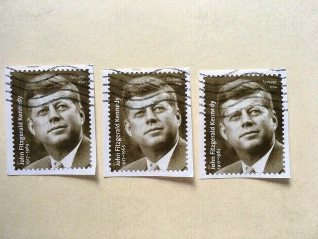Lot of Over 100 JFK Stamps; John F. Kennedy; USA Forever; Used on Paper ...