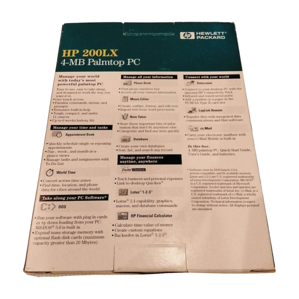 HP 200LX 4 MB Palmtop PC Unused | eBay