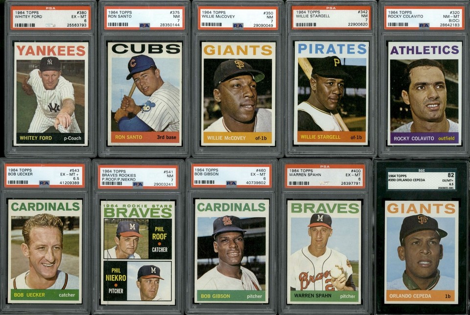 1964 Topps Baseball Complete Set 587/587 High Grade EX-MT NMT PSA Mays ...