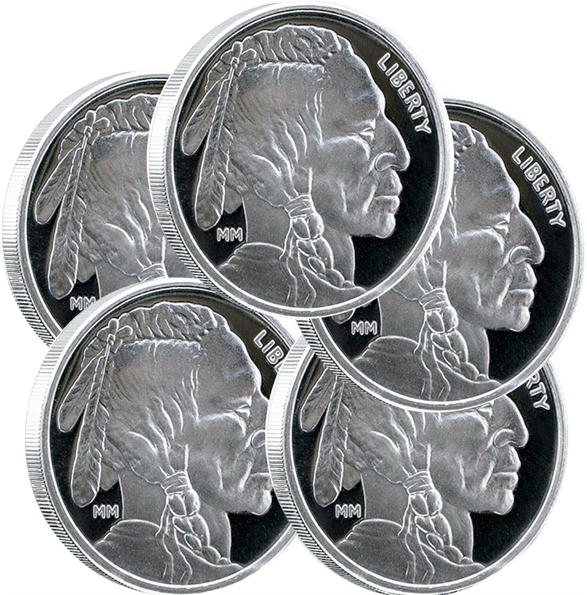 Lot of 5 - Mason Mint 1 oz Silver Buffalo Round 999 Fine Silver - In ...