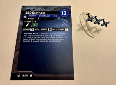 Axis & Allies War At Sea American SBD Dauntless 18/64 with Card - Mint ...