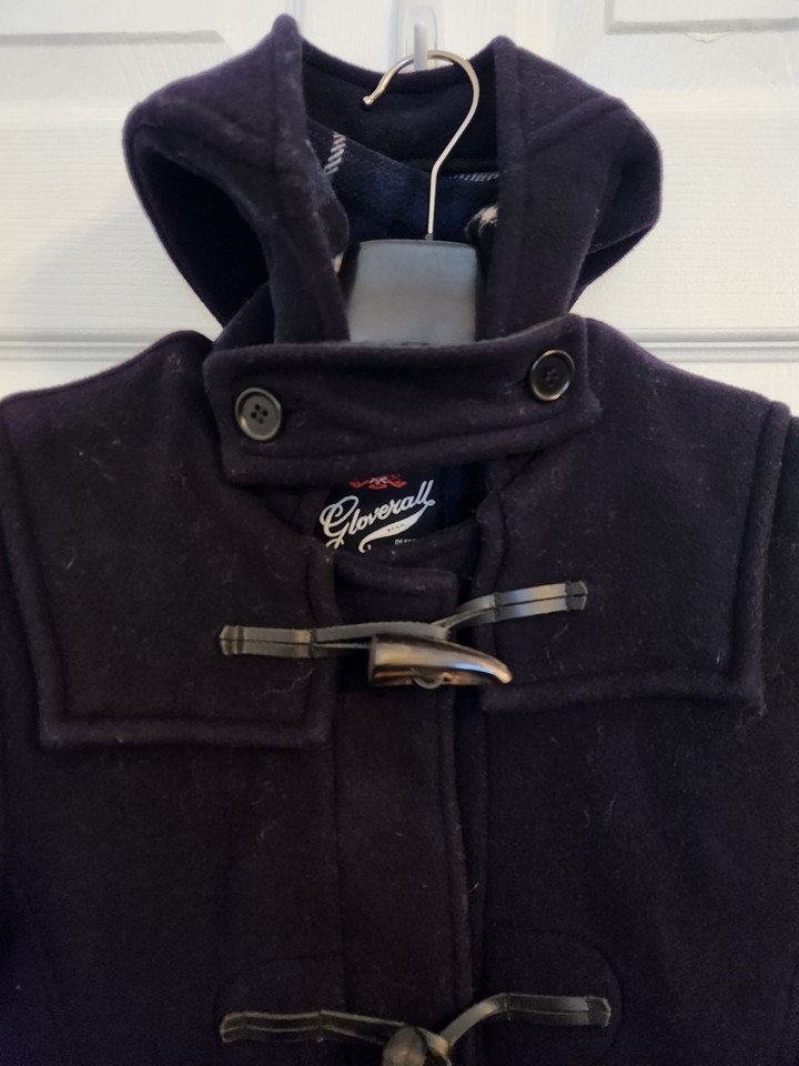 Gloverall Mens Duffle Coat Black Toggle Closure Hood Interior Pocket ...