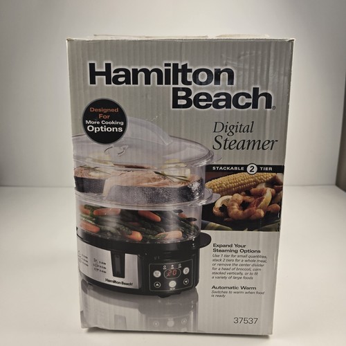 HAMILTON BEACH Digital Food Steamer 2 tier/stackable Model 37537 NEW ...