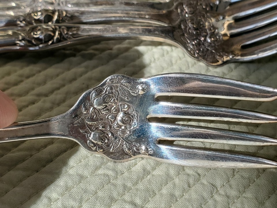 6 American Beauty Rose salad forks Holmes & Edwards | eBay