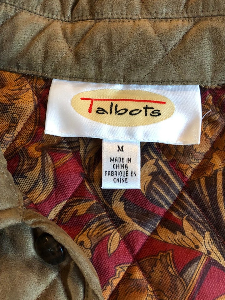 Talbots Barn Coat Women Diamond Quilted Jacket Snap Front Brown Pockets ...