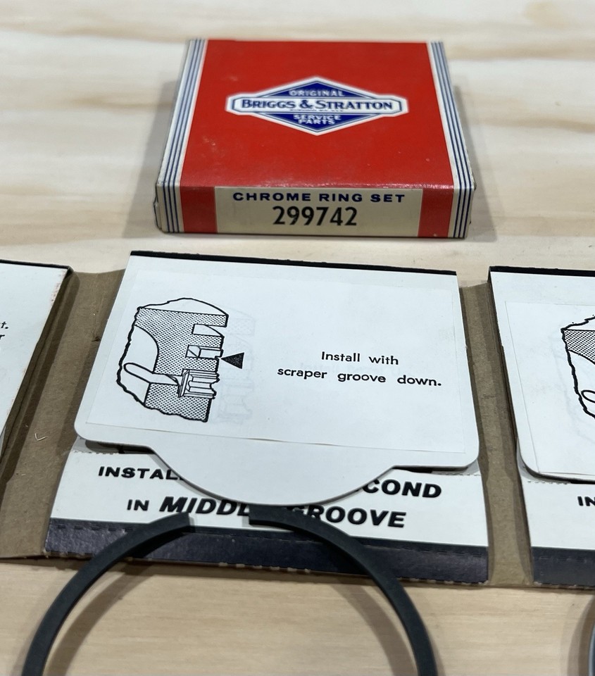 Genuine Oem Briggs & Stratton 299742 Chrome Piston Ring Set New Old ...